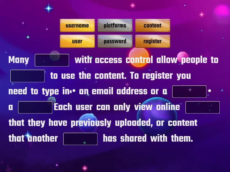 How to register on websites - Complete the sentence