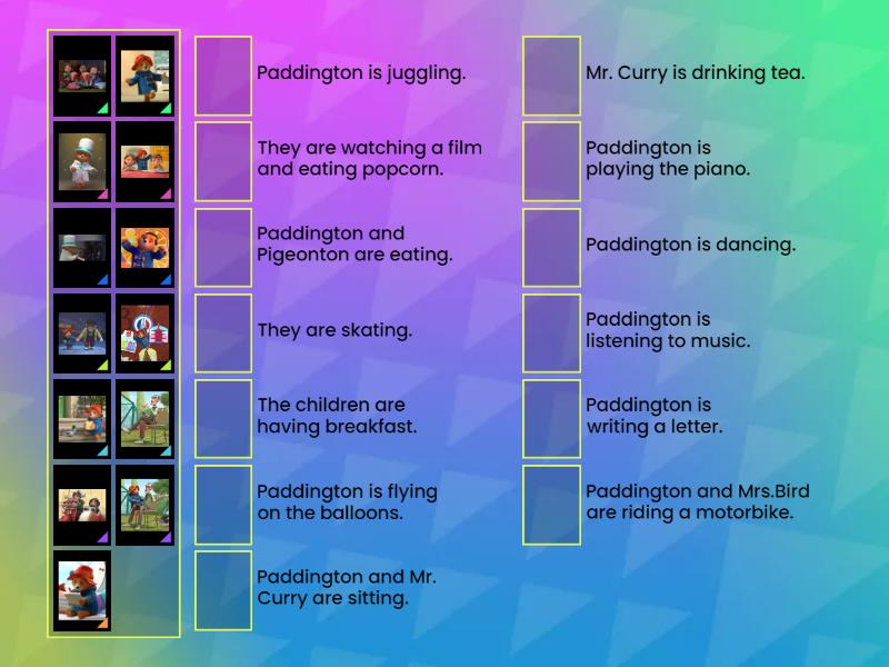 What are Paddington and his friends doing_match - Match up
