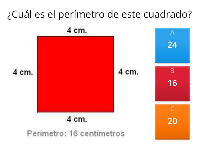 Calcular el perímetro de cuadrados y rectángulos - Cuestionario
