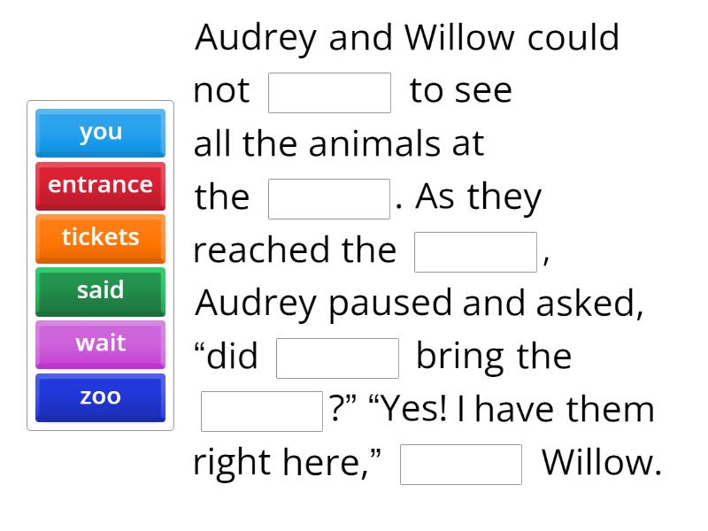 UFLI Lesson 93: au, aw, augh /aw/ Trip to the Zoo - Completar la frase
