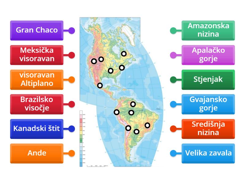 Reljef Amerike - Labelled diagram