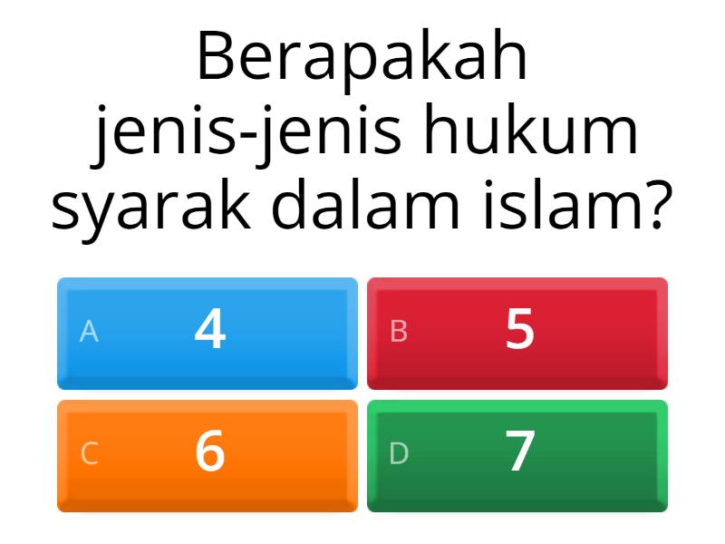 HUKUM SYARAK DALAM ISLAM - Quiz