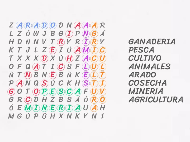 agricultura - Sopa de letras