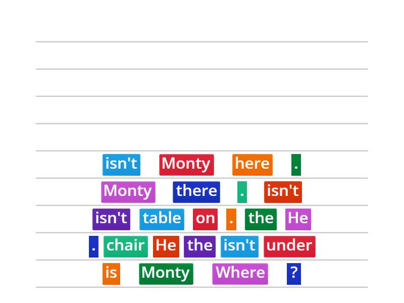 Where is Monty? Song - Word magnets