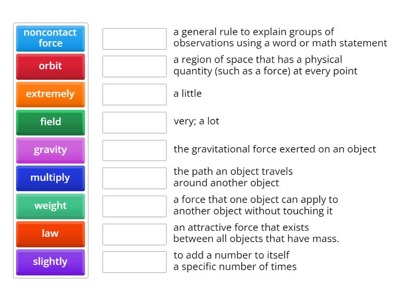 1.4 Gravitational Force - Match up