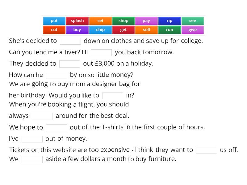 Gateway B2 Unit 5 Phrasal Verbs Gap-fill - Missing word