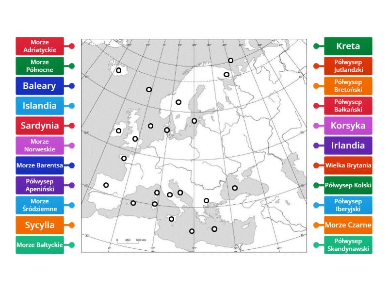 Europa - mapa fizyczna cz. 1 - Labelled diagram