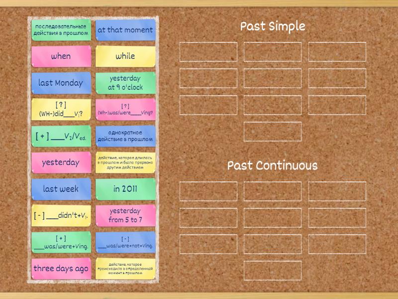 Past Simple vs Past Continuous - Group sort