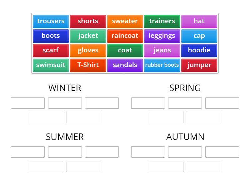 Unit 5 (Speaking) Match the names of clothes that you wear in each ...