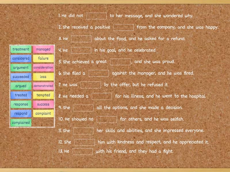 Wordbuilding Intermediate - Complete the sentence
