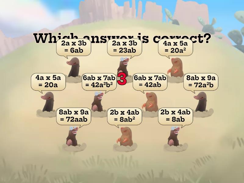 Multiply and Divide Algebra Terms - Whack-a-mole