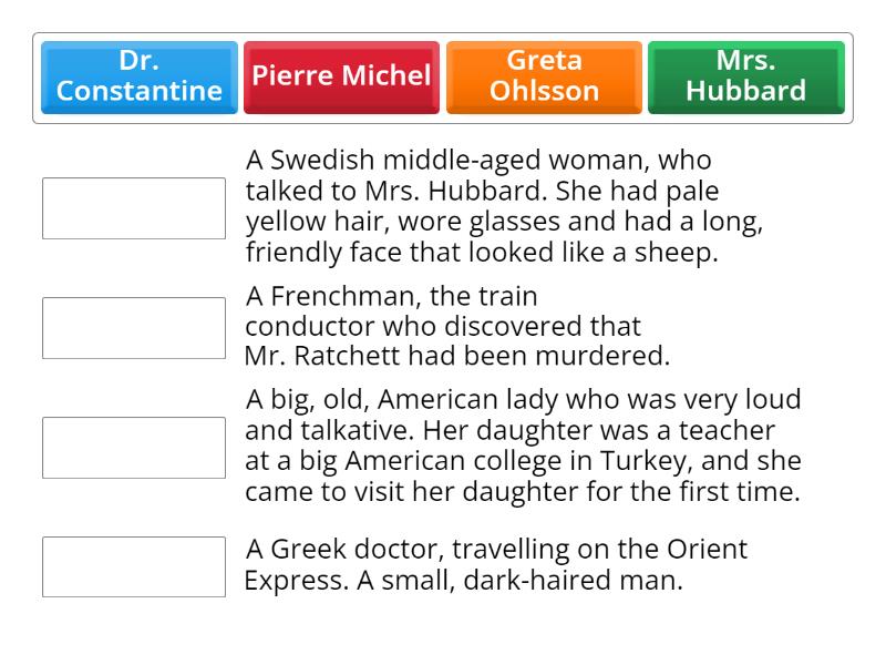 Murder on the Orient Express - Chapters 4 & 5 - More characters - Match up