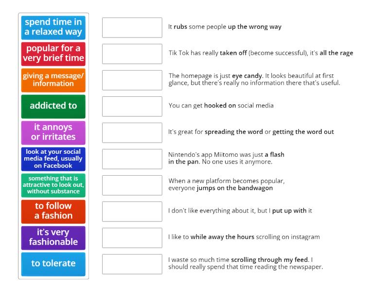 Idioms on social media (B2+) - Match up