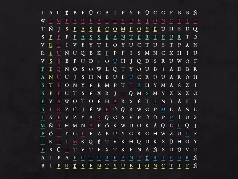Tiempos verbales en Frances - Sopa de letras