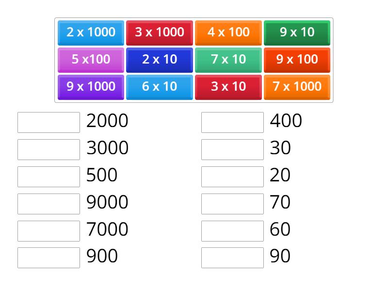 Multiplicar por unidad seguida de ceros - Match up