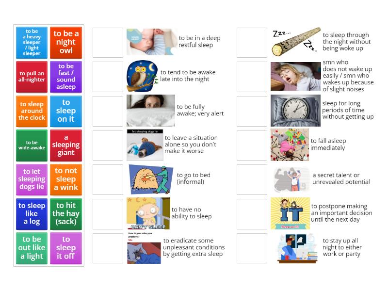 Sleeping idioms - Une las parejas