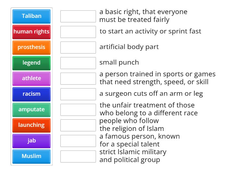 Biography Words 1 - Match up