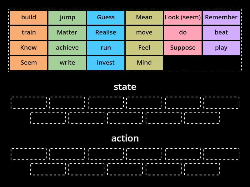 state and action verbs - Group sort