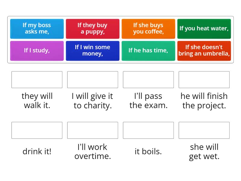 Zero and first conditionals - Match up