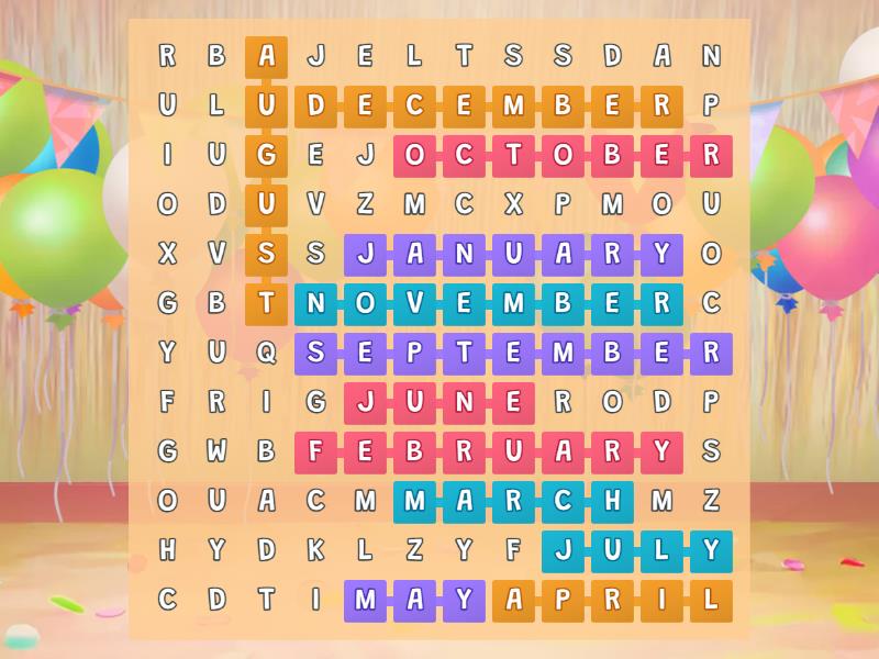Months - Wordsearch