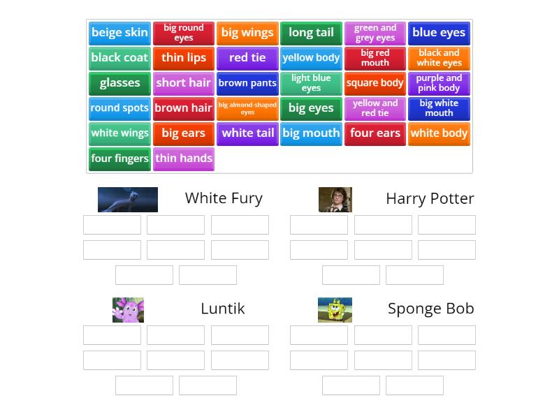 CHARACTER'S APPEARANCE - Group sort