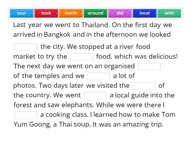 Travel activities - Complete the sentence