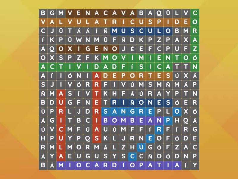 Sistema circulatorio - Sopa de letras