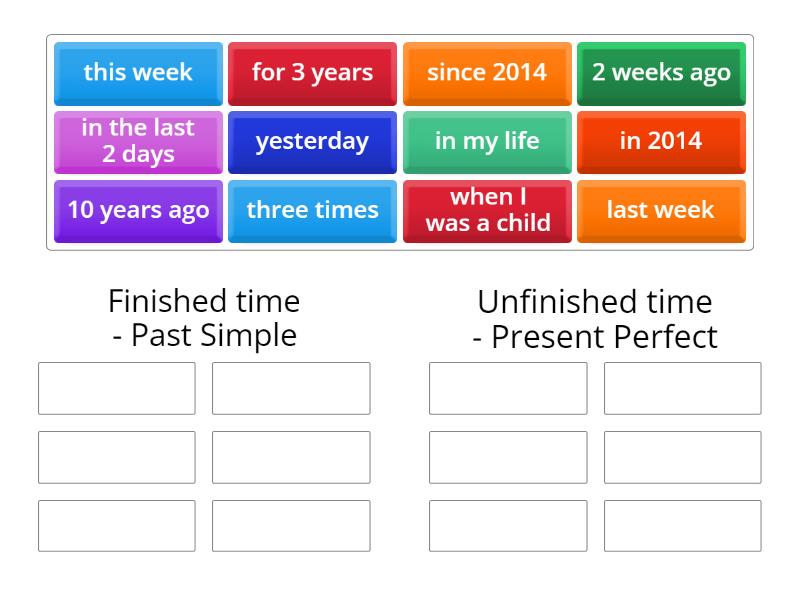 Present Perfect vs Past Simple - การเรียงลำดับกลุ่ม
