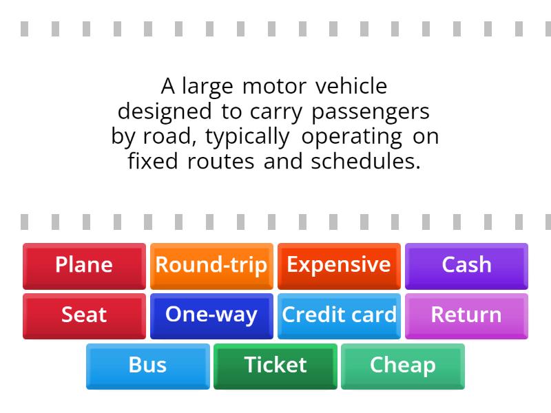 Buying tickets vocabulary - Find the match