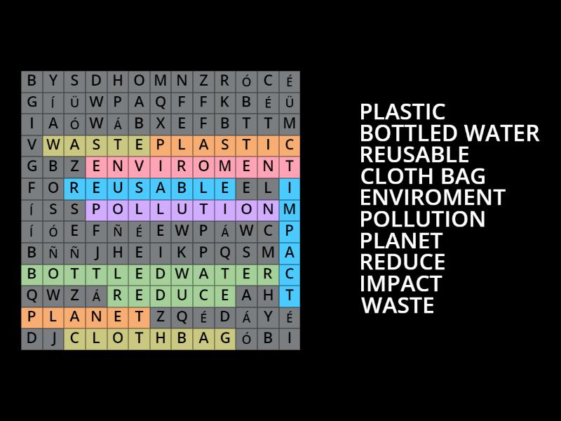 Plastic Pollution - Wordsearch