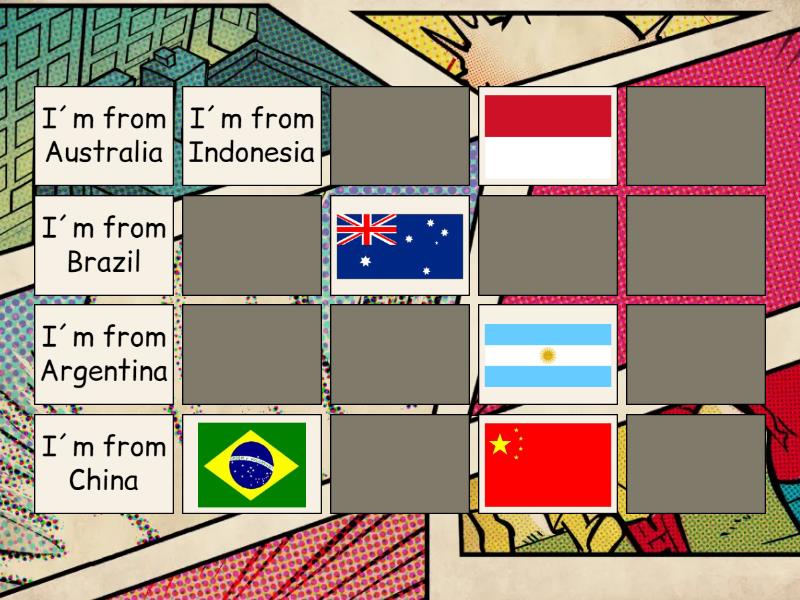 Unit 1.2- Memory Game- Countries and Flags - Matching pairs