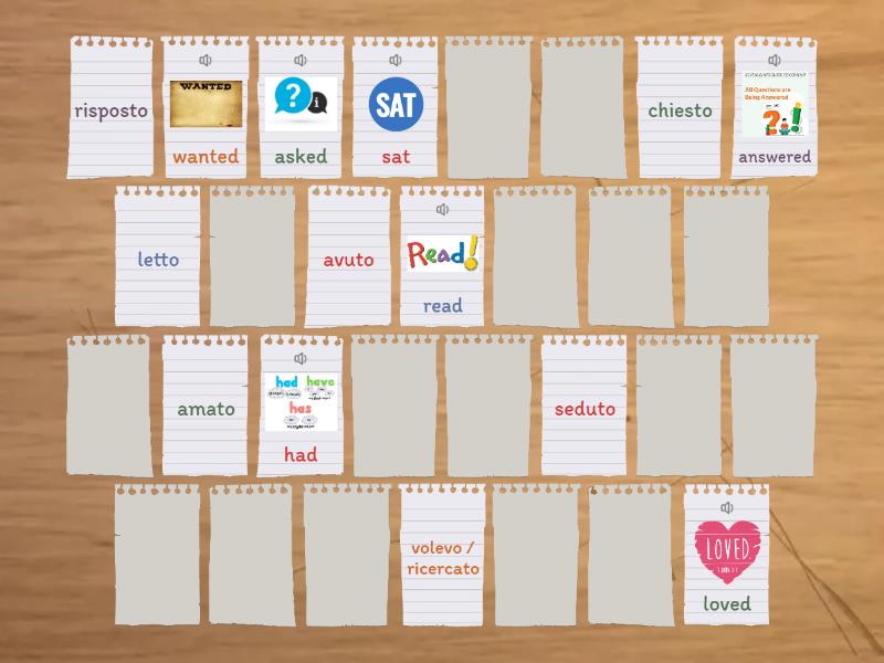 MOVERS UNIT 26 - PAST SIMPLE VERBS - Matching pairs