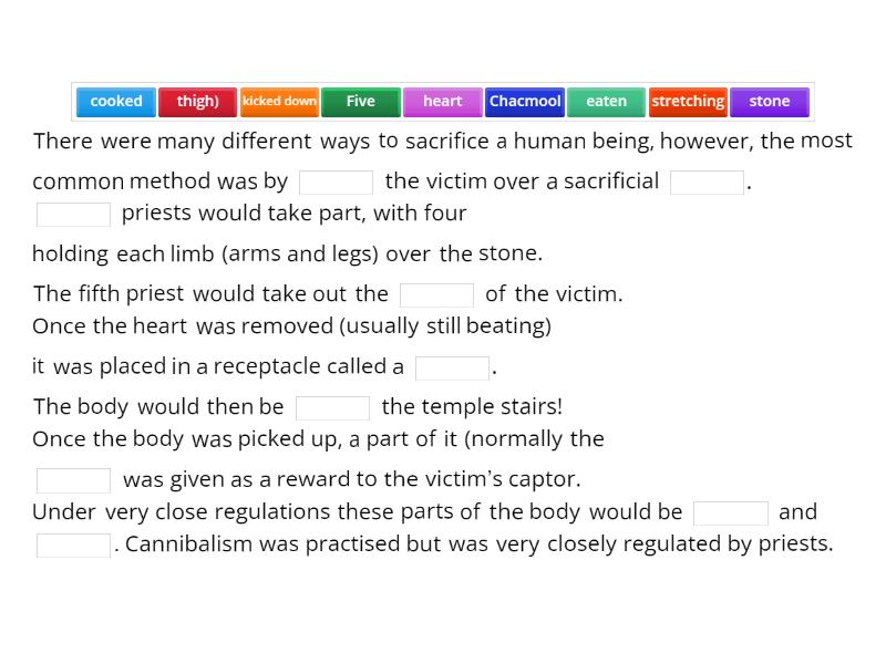 Human Sacrifice Gap Fill - Complete the sentence