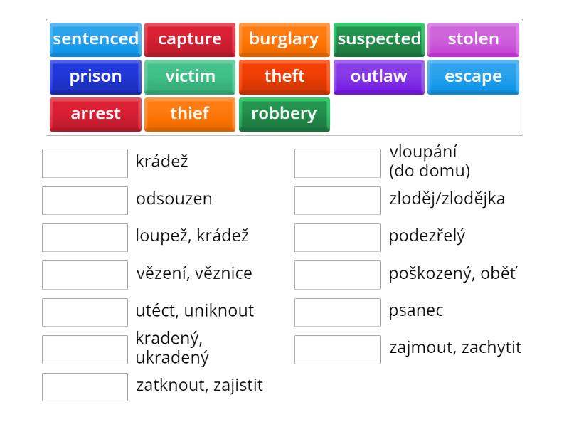 Crime vocabulary - Match up