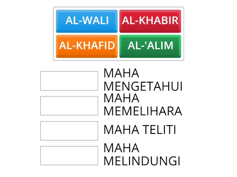 ASMAUL HUSNA KELAS 2 - Permainan Pencocokan
