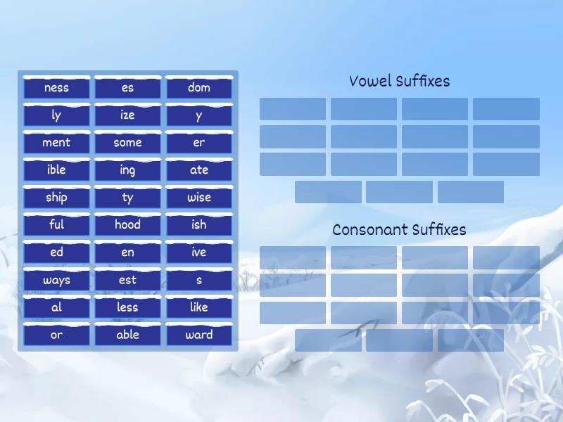 Vowel and Consonant Suffixes HC - Group sort
