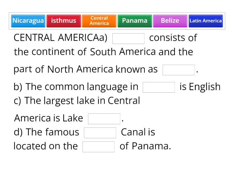 Central America & Caribbean Study Guide - Complete the sentence