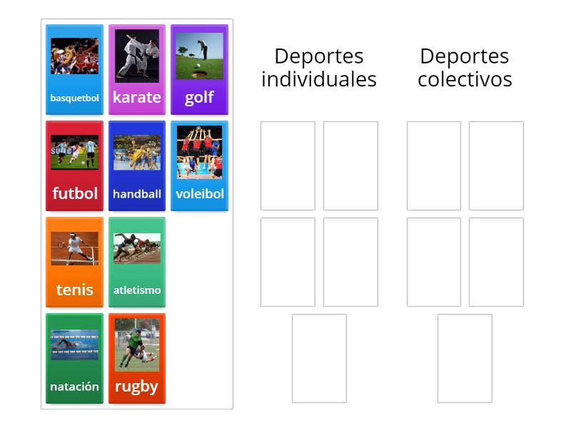 Deportes individuales y colectivos - Ordenar por grupo