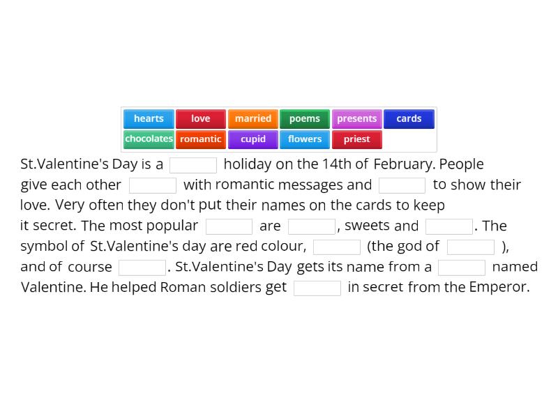 Valentine's Day short text A1-A2 - Missing word