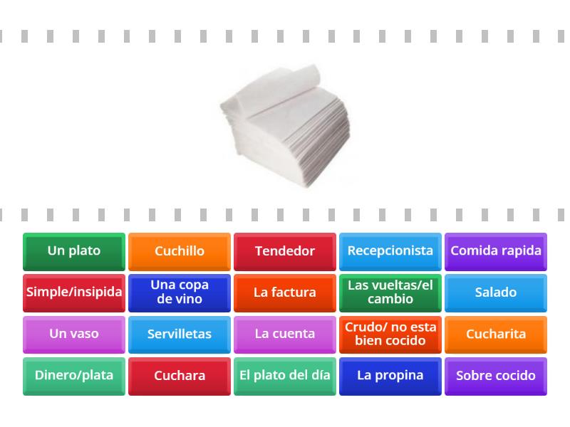 Restaurante (vocabulario) - Find the match