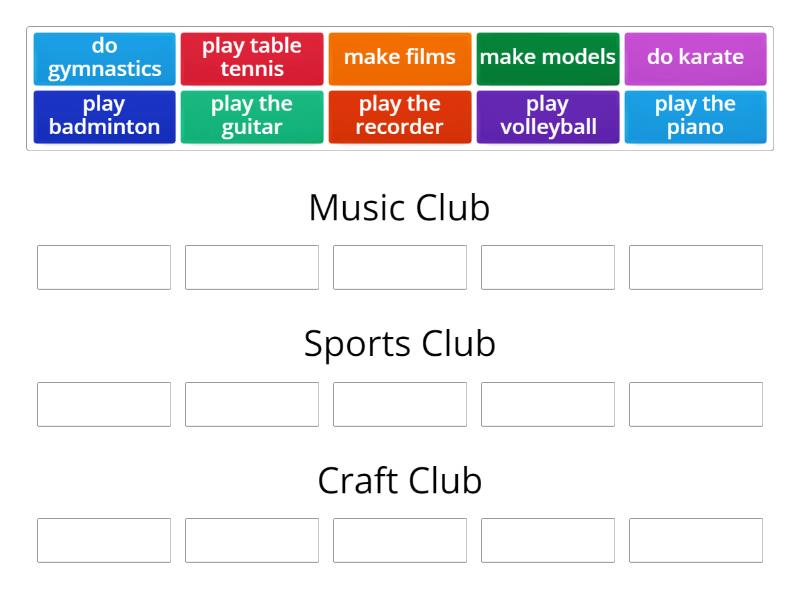 Clubs and activities - Group sort