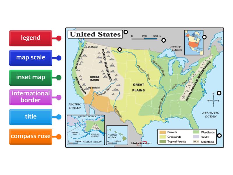 Parts of a Map - Labelled diagram