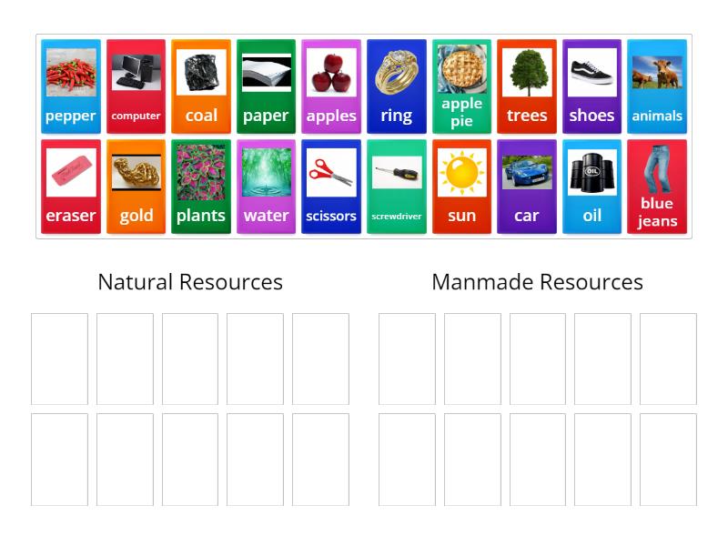 power up 2 unit 9 Natural & Manmade Resources - Ordenar por grupo