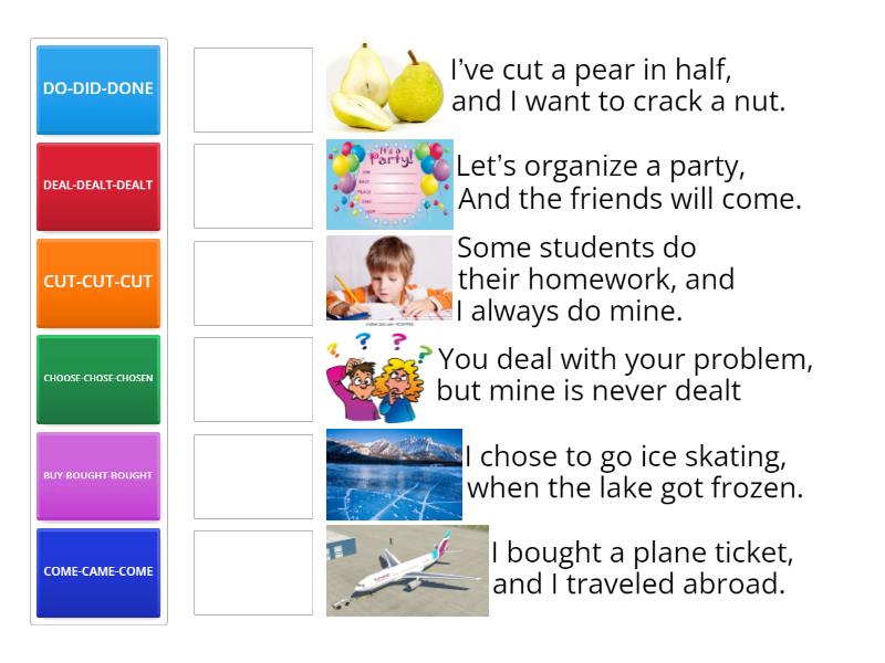 Irregular verbs part 1-B poems - Match up