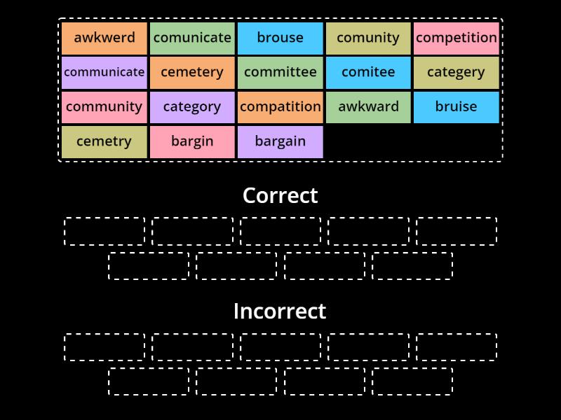 Y5/6 Spellings - 'aw-cont' - Group sort