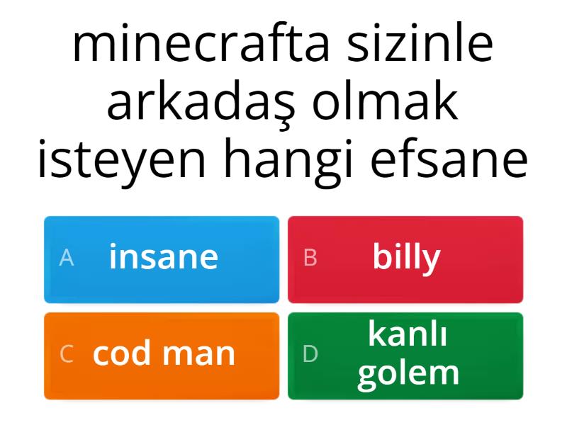 Minecraft efsaneler soruları - Test