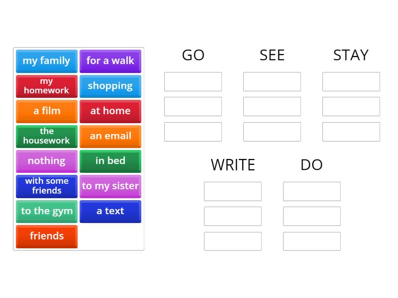 SpeakOut Elementary unit 6.3 vocabulary - Group sort