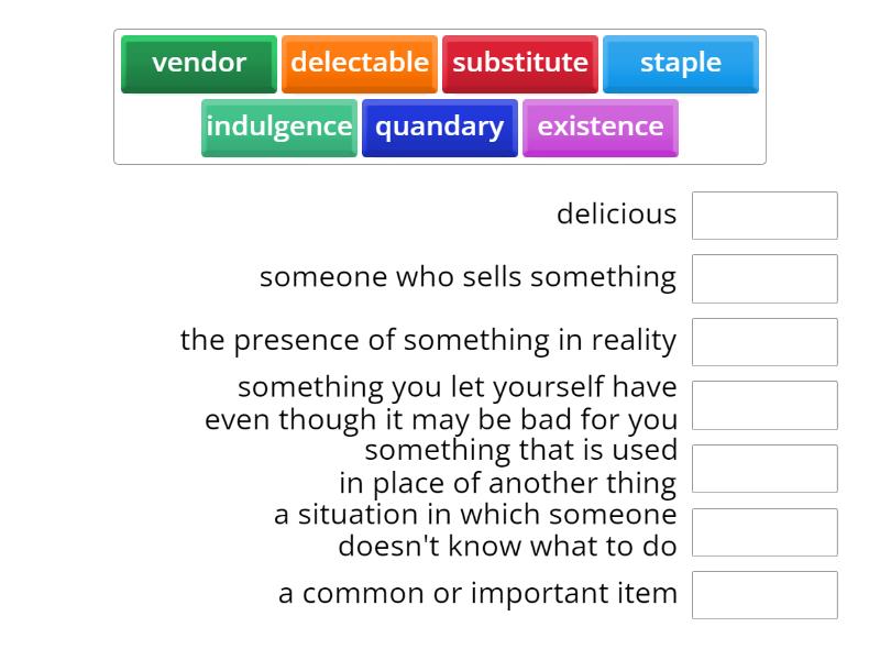 Vocabulary Building - Match up