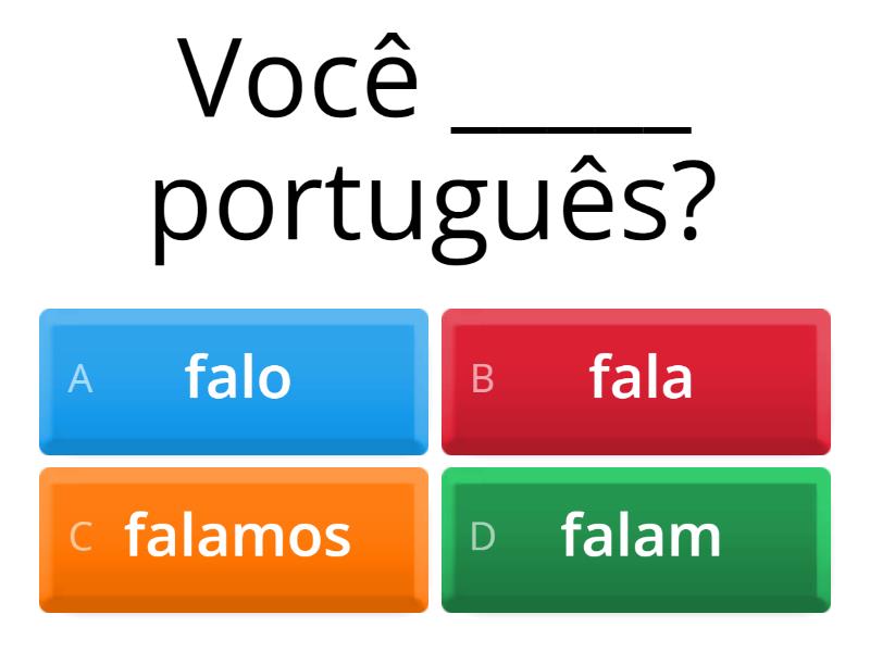 Conjugação dos verbos do 1o grupo no presente - Falar, morar, estudar ...