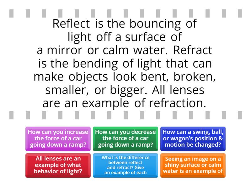 Writing Prompt 5: Reflect/Refract, Force - Find the match